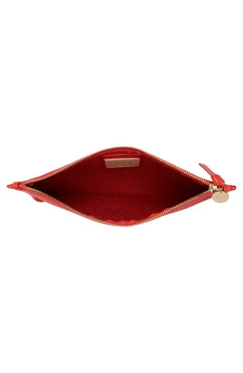 Clare V. Perforated Leather Clutch - Bright Poppy