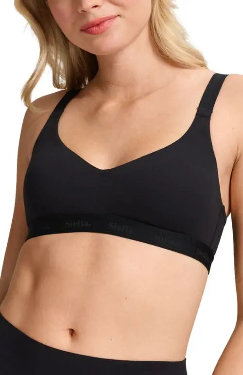 SIELLA Organic Cotton V-neck Bra - Black