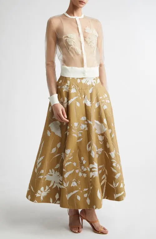 Lela Rose Floral Jacquard Full Skirt
