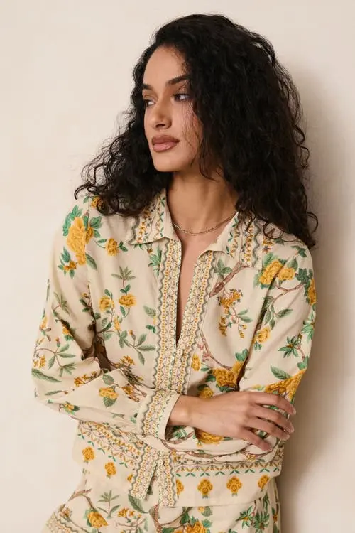 RAISHMA Printed Relaxed Shirt - Brown