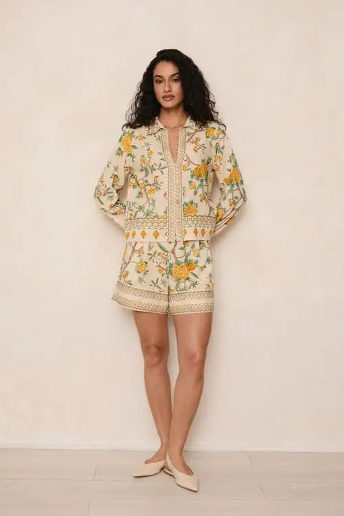 RAISHMA Printed Relaxed Shirt - Brown