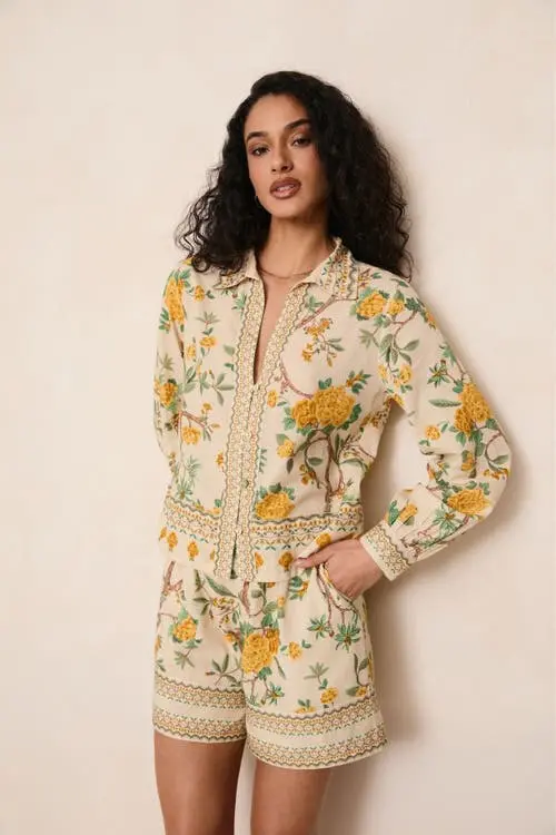 RAISHMA Printed Relaxed Shirt - Brown