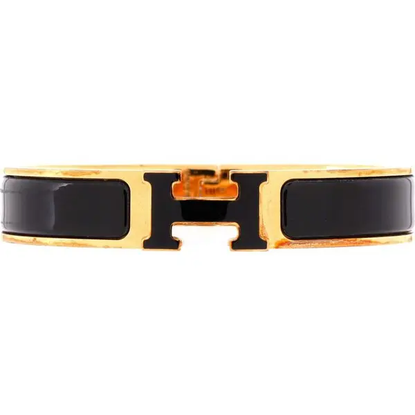 Hermès Clic H Bracelet Enamel Narrow - Black