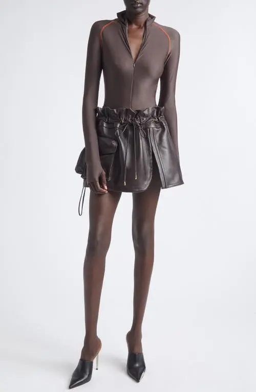 LAQUAN SMITH Leather Utility Mini Skirt