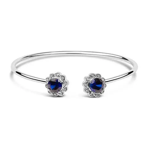 HAUS OF BRILLIANCE Sterling Sapphire, And Diamond Bangle Bracelet - Silver