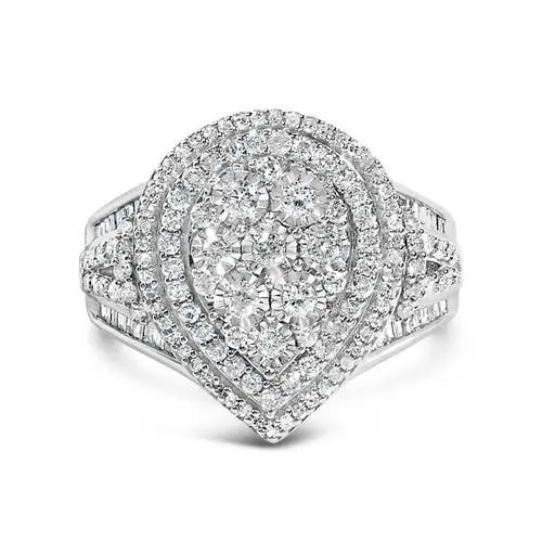 HAUS OF BRILLIANCE Sterling 1 Cttw Diamond Pear-shaped Ring - Silver