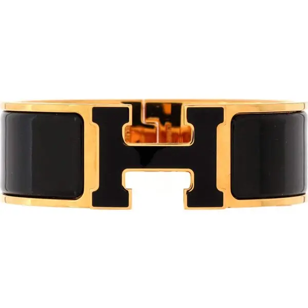 Hermès Clic H Bracelet Enamel Wide - Black