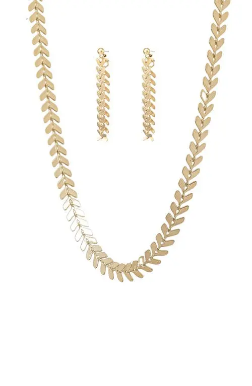 BEARFRUIT JEWELRY Elara Chevron Necklace & Earring Set Trendy Statement - Gold