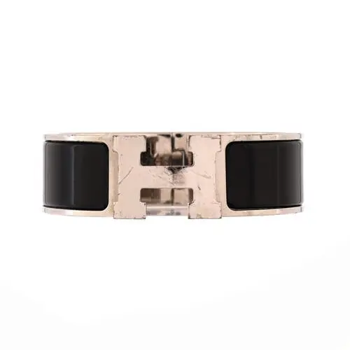 Hermès Clic H Enamel Wide Bracelet - Black