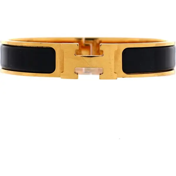 Hermès Clic H Enamel Narrow Bracelet - Black