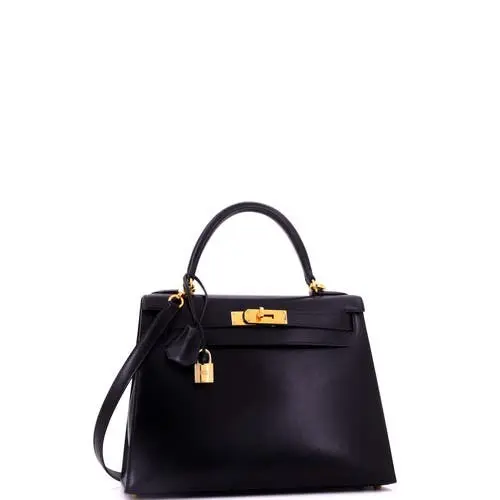 Hermès Kelly Handbag Box Calf With Gold Hardware 28 - Black