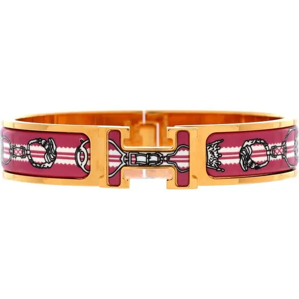 Hermès Clic H Bracelet Printed Enamel Narrow - Pink