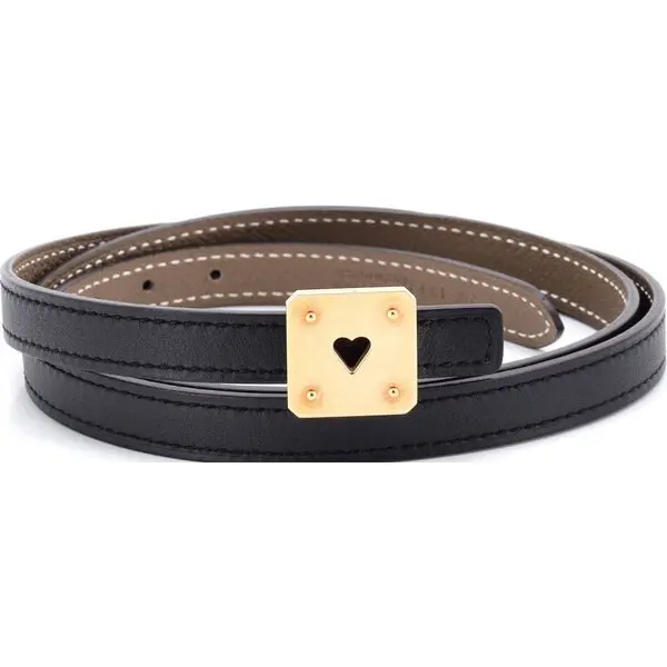Hermès As De Coeur Reversible Belt Leather Thin - Etoupe