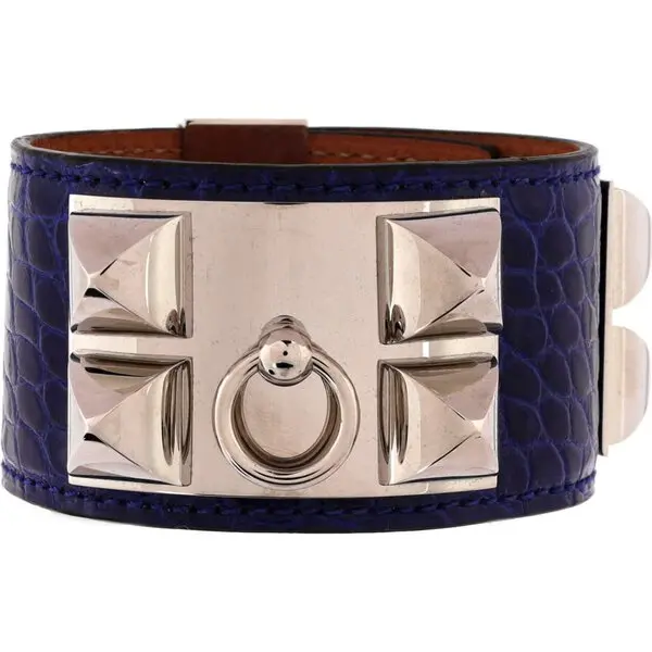 Hermès Collier De Chien Alligator Bracelet - Blue