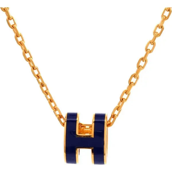 Hermès Pop H Pendant Chain Necklace Metal And Enamel Mini - Blue