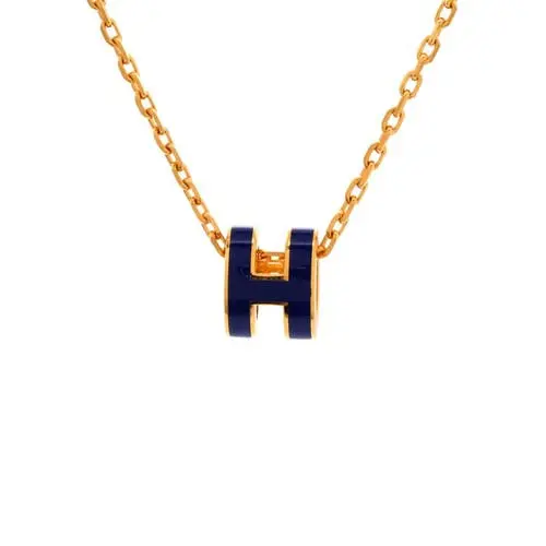 Hermès Pop H Pendant Chain Necklace Metal And Enamel Mini - Blue