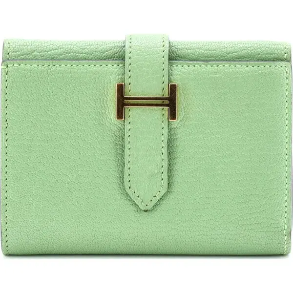 Hermès Trifold Bearn Wallet Chevre Mysore Compact - Vert Criquet