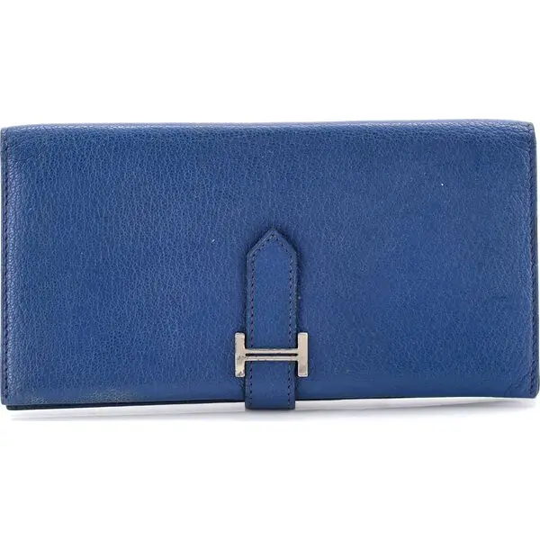 Hermès Bearn Wallet Chevre Mysore Long - Bleu De Malte