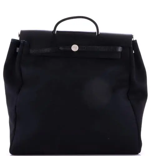 Hermès Herbag Toile And Leather Mm - Black