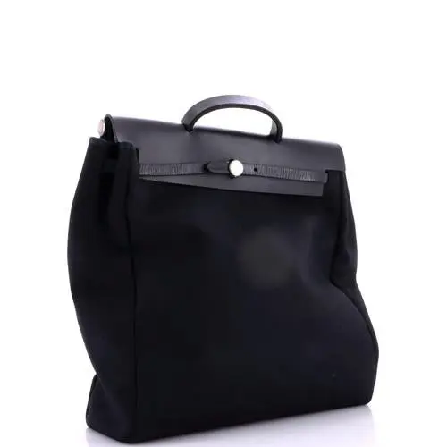 Hermès Herbag Toile And Leather Mm - Black