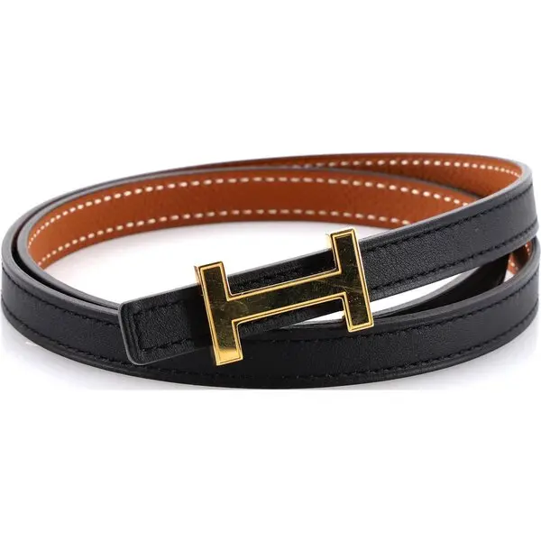 Hermès Focus Reversible Belt Leather Thin - Black