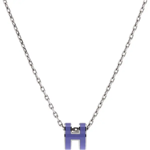 Hermès Pop H Pendant Chain Necklace Metal And Enamel Mini - Purple