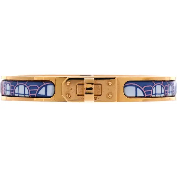 Hermès Mini Clic Kelly Printed Enamel Narrow Bracelet - Blue