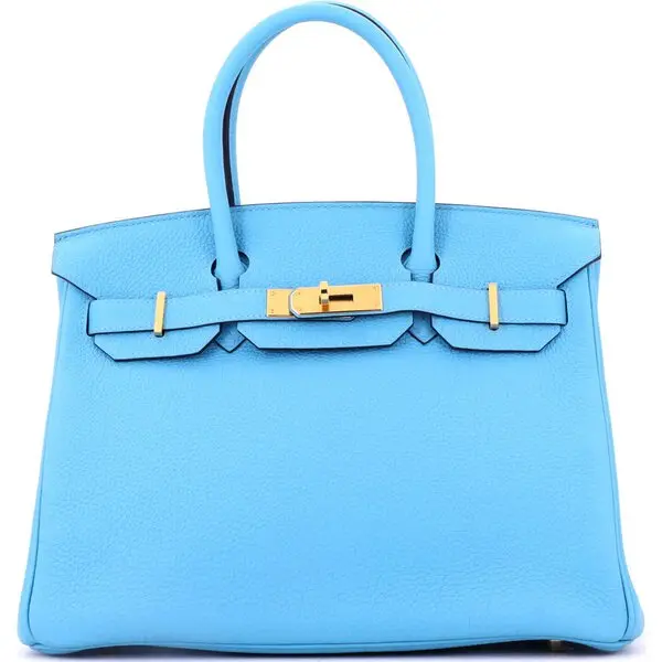 Hermès Birkin Handbag Togo With Gold Hardware 30 - Blue
