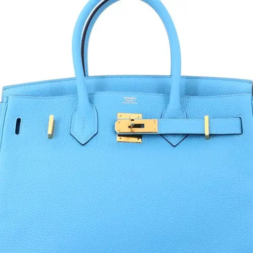 Hermès Birkin Handbag Togo With Gold Hardware 30 - Blue