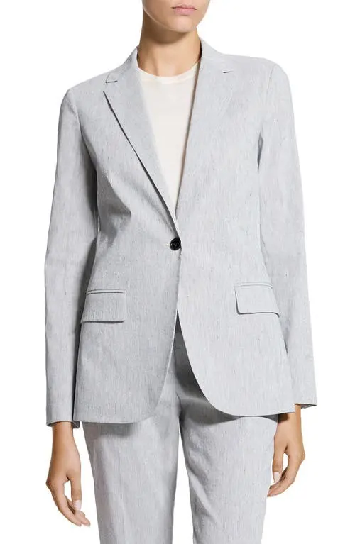 Theory Linen Blend Blazer - Black Multi