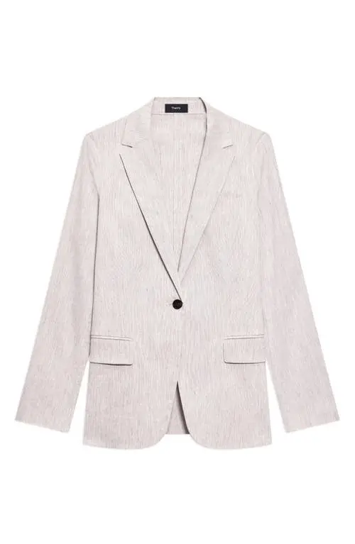 Theory Linen Blend Blazer - Cognac Multi