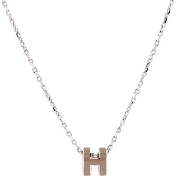 Hermès Pop H Pendant Chain Necklace Metal And Enamel Mini - Silver
