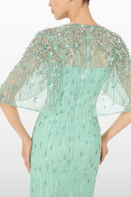 Jenny Packham Astra Sequin-embellished Maxi Gown - Mint