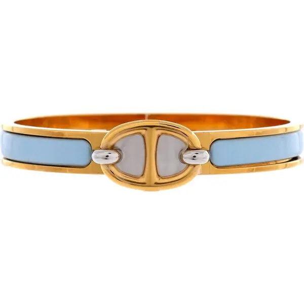 Hermès Mini Clic Chaine D'ancre Bracelet Metal And Enamel - Blue