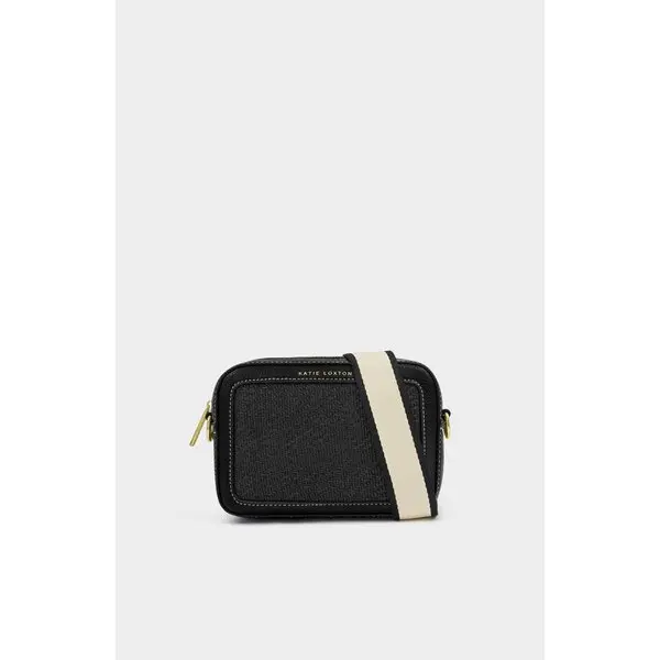 KATIE LOXTON Avery Raffia Small Crossbody Bag - Black