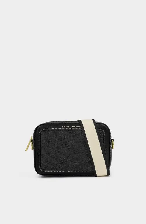 KATIE LOXTON Avery Raffia Small Crossbody Bag - Black