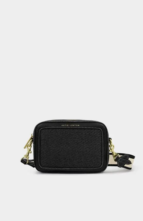 KATIE LOXTON Avery Raffia Small Crossbody Bag - Black