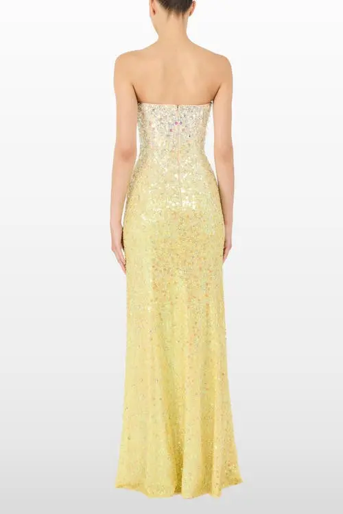 Jenny Packham Marle Saint Sequin Embellished Strapless Maxi Dress - Illusion