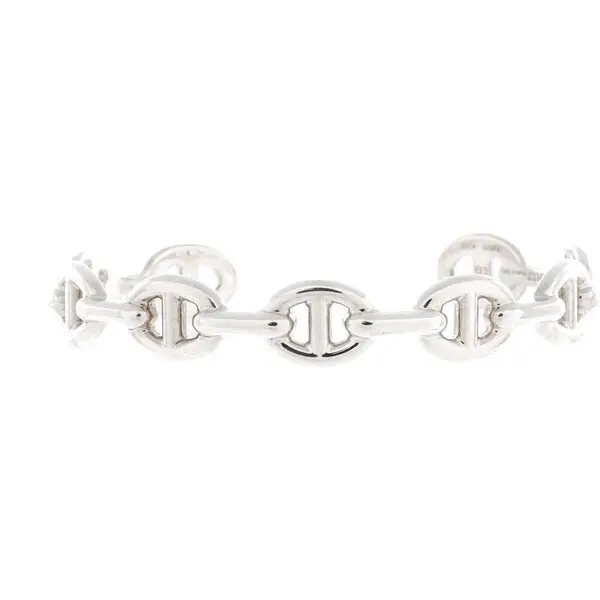 Hermès Chaine D'ancre Enchainee Cuff Bracelet Sterling Medium - Silver