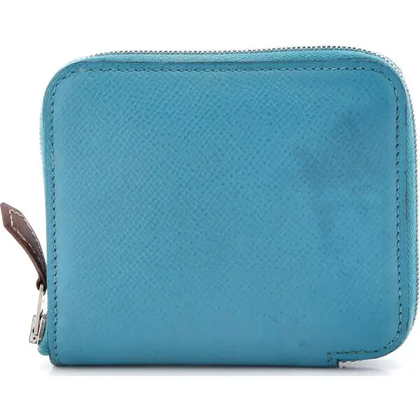 Hermès Azap Zip Around Wallet Silk'in Epsom Compact - Bleu Paon