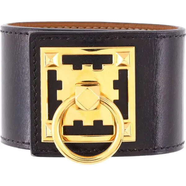 Hermès Creneau Leather Bracelet - Black
