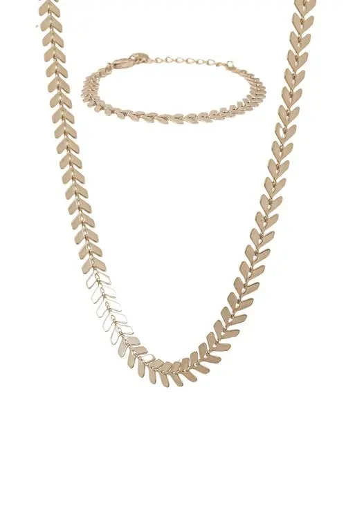 BEARFRUIT JEWELRY Elara Chevron Necklace And Bracelet Set - Warm Bronze