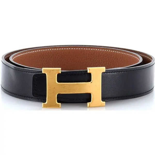 Hermès Constance Martelee H Reversible Belt Leather With Brushed Hardware Medium - Black