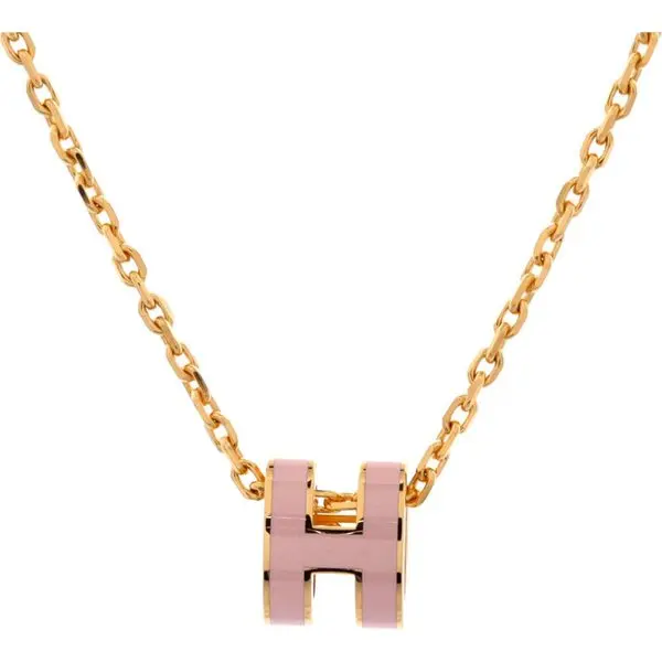 Hermès Pop H Pendant Chain Necklace Metal And Enamel Mini - Pink