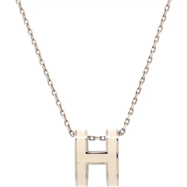 Hermès Pop H Pendant Chain Necklace Metal And Enamel Mini - Metallic