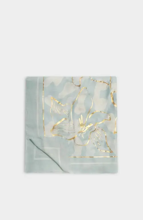 KATIE LOXTON Printed Foil Scarf - Golden Floral Line