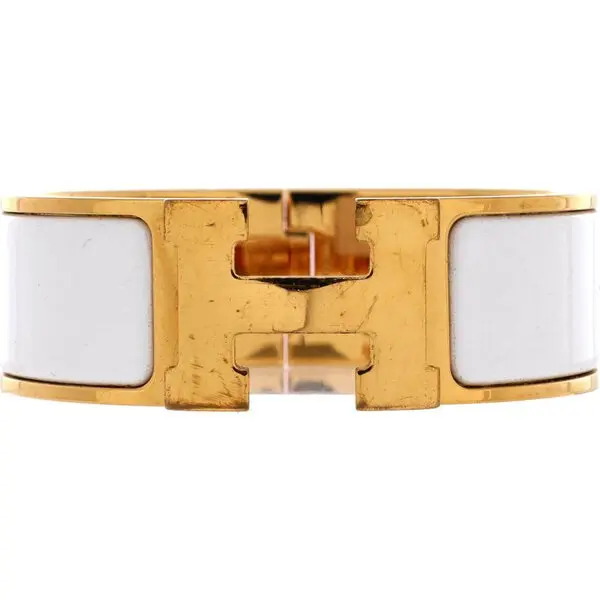 Hermès Clic H Bracelet Enamel Wide - White