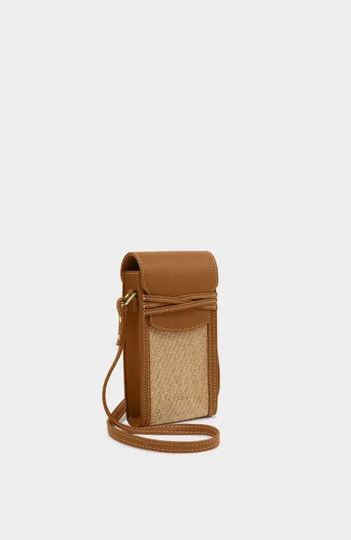 KATIE LOXTON Porto Raffia Cell Bag - Cognac
