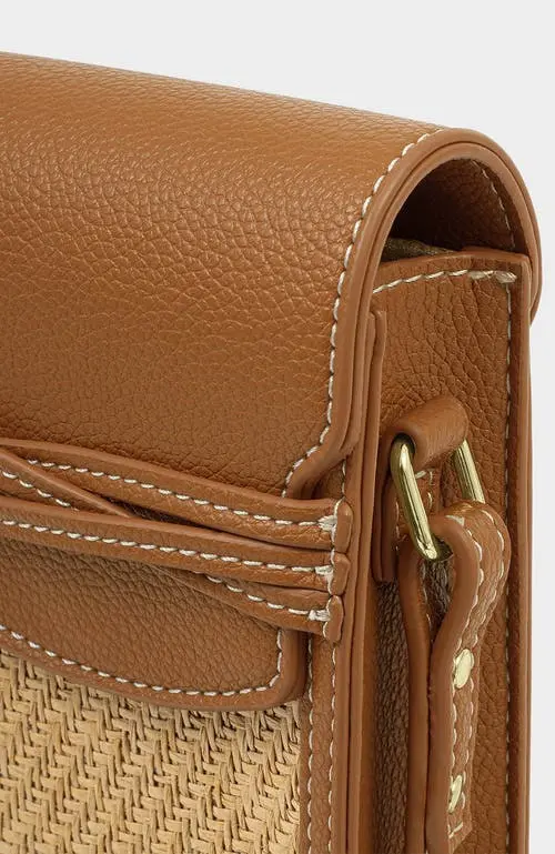 KATIE LOXTON Porto Raffia Cell Bag - Cognac
