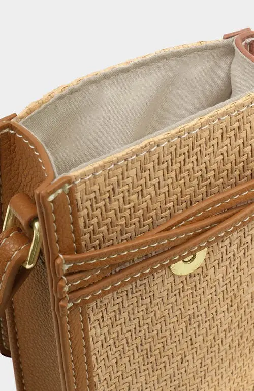 KATIE LOXTON Porto Raffia Cell Bag - Cognac